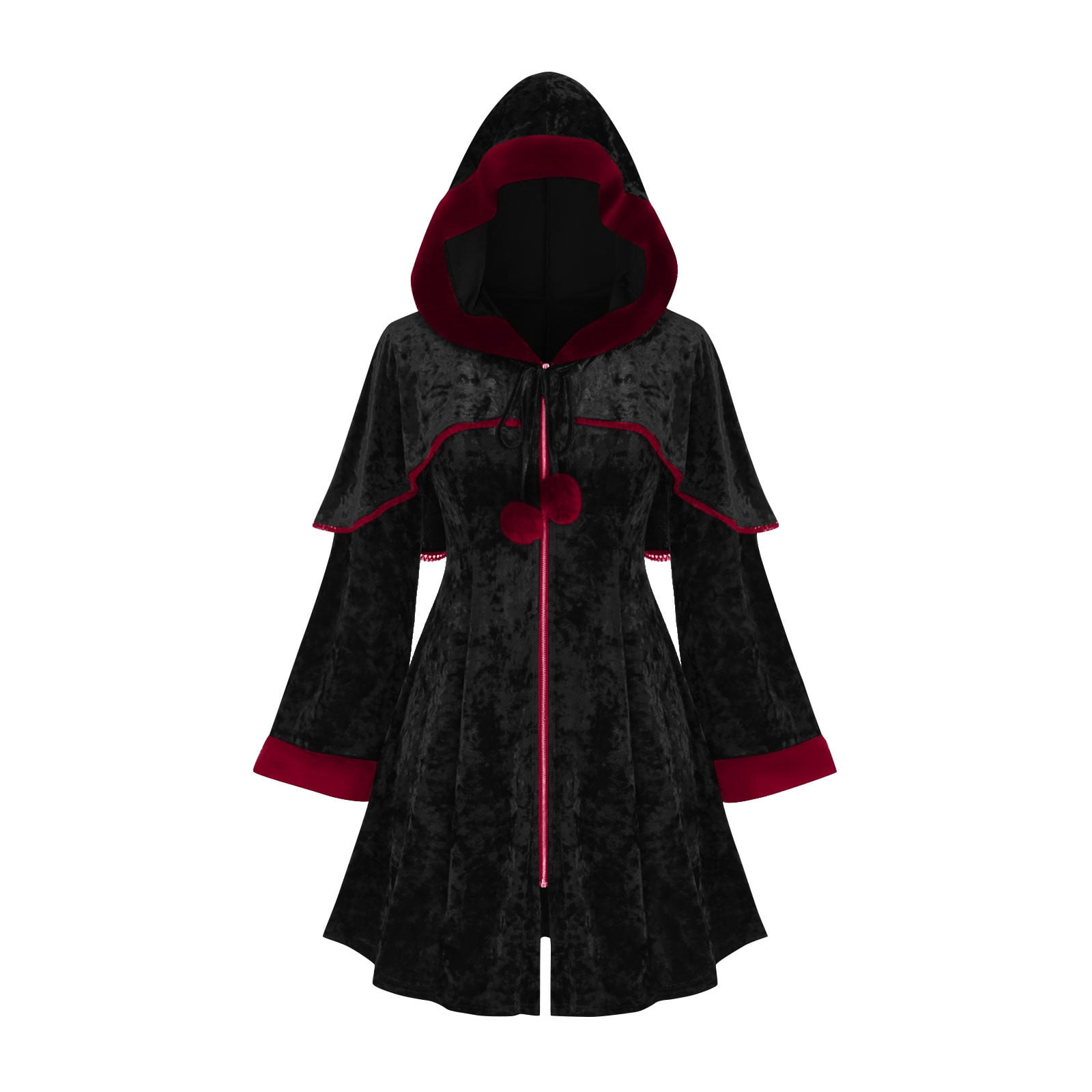 Fancifize Womens Renaissance Hooded Jacket Vintage Full Zip Velvet ...