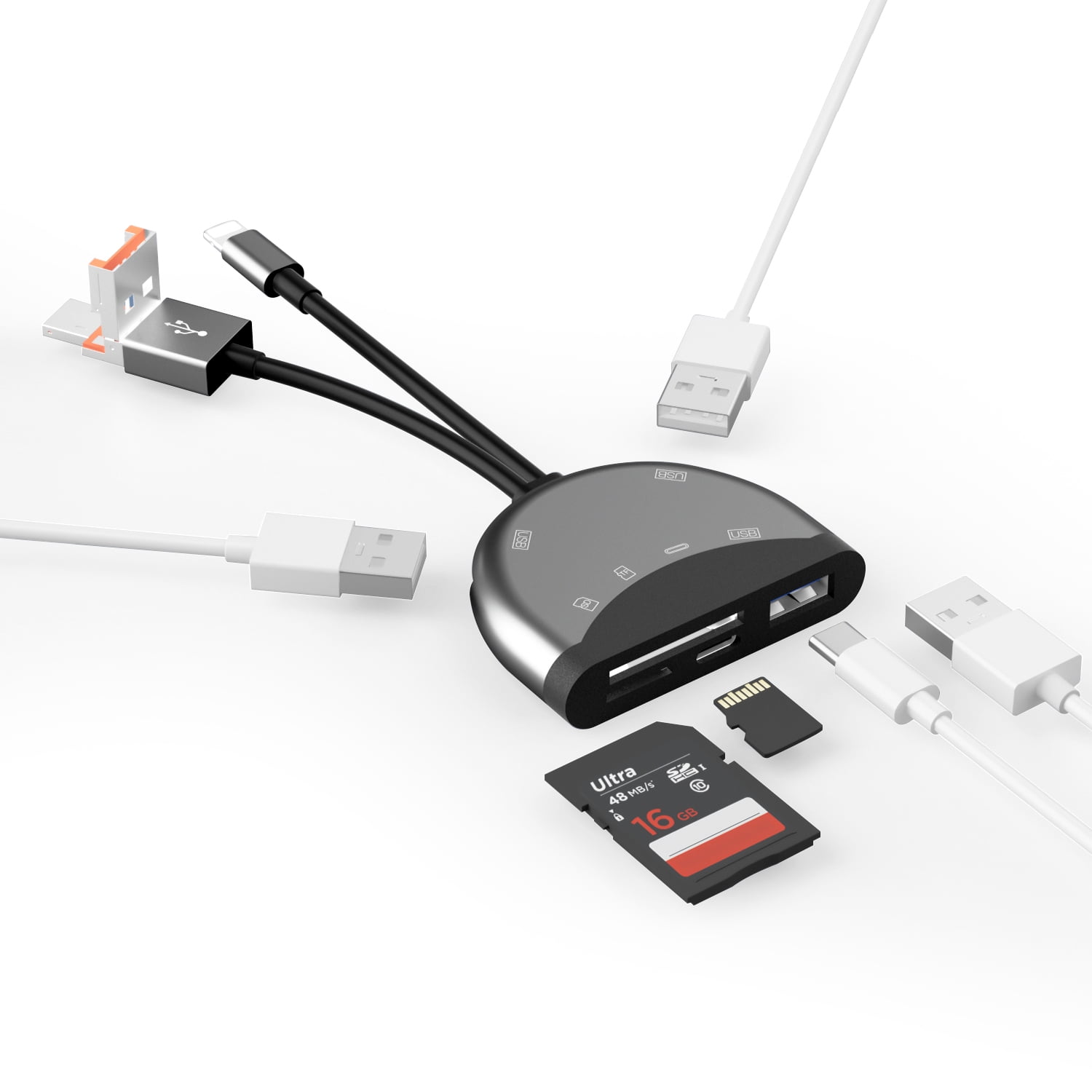 Fancing 6 In 1 SD Card Reader,USB C/Lightn-ing to SD Card Adapter with ...