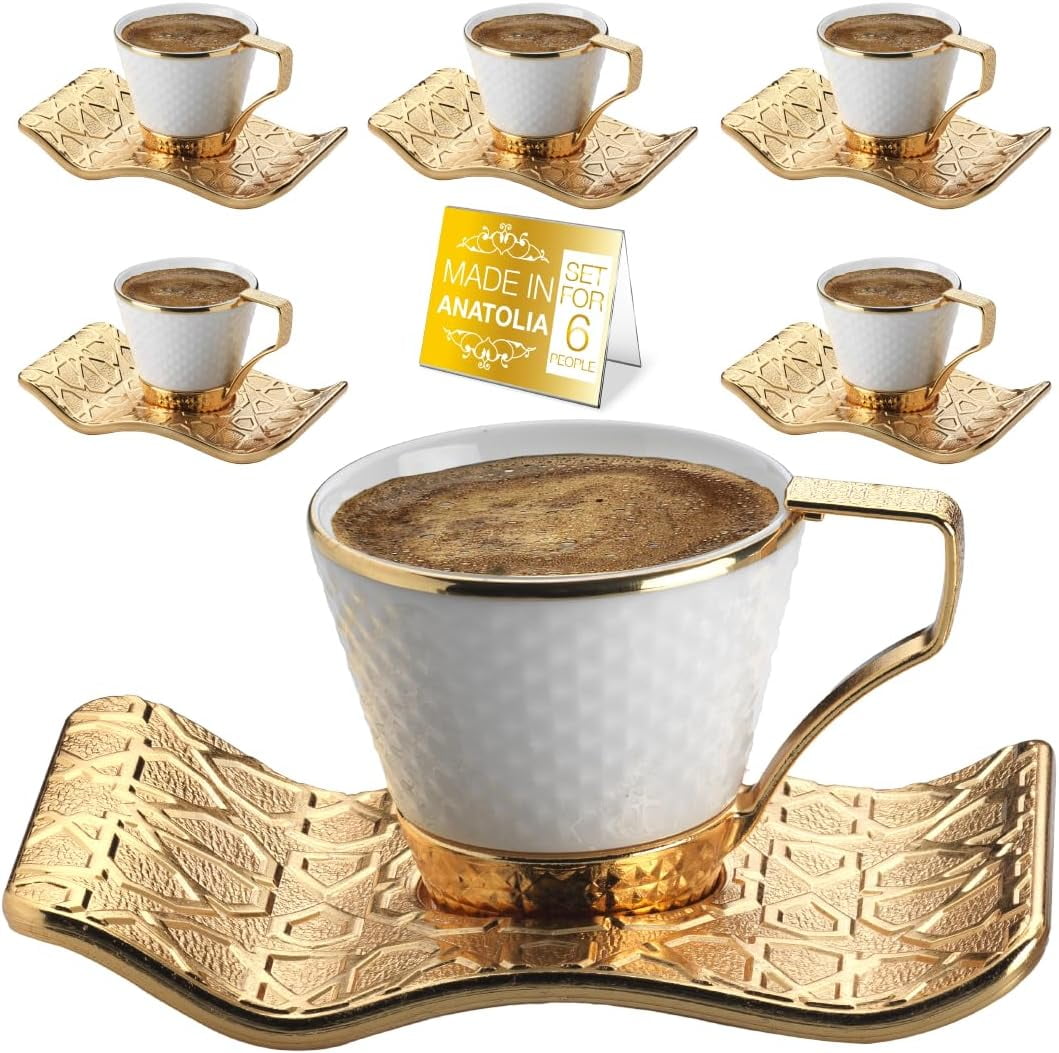 Fancy 2.7 oz Turkish Coffee Cups Set of 6 | Porcelain Espresso Small ...