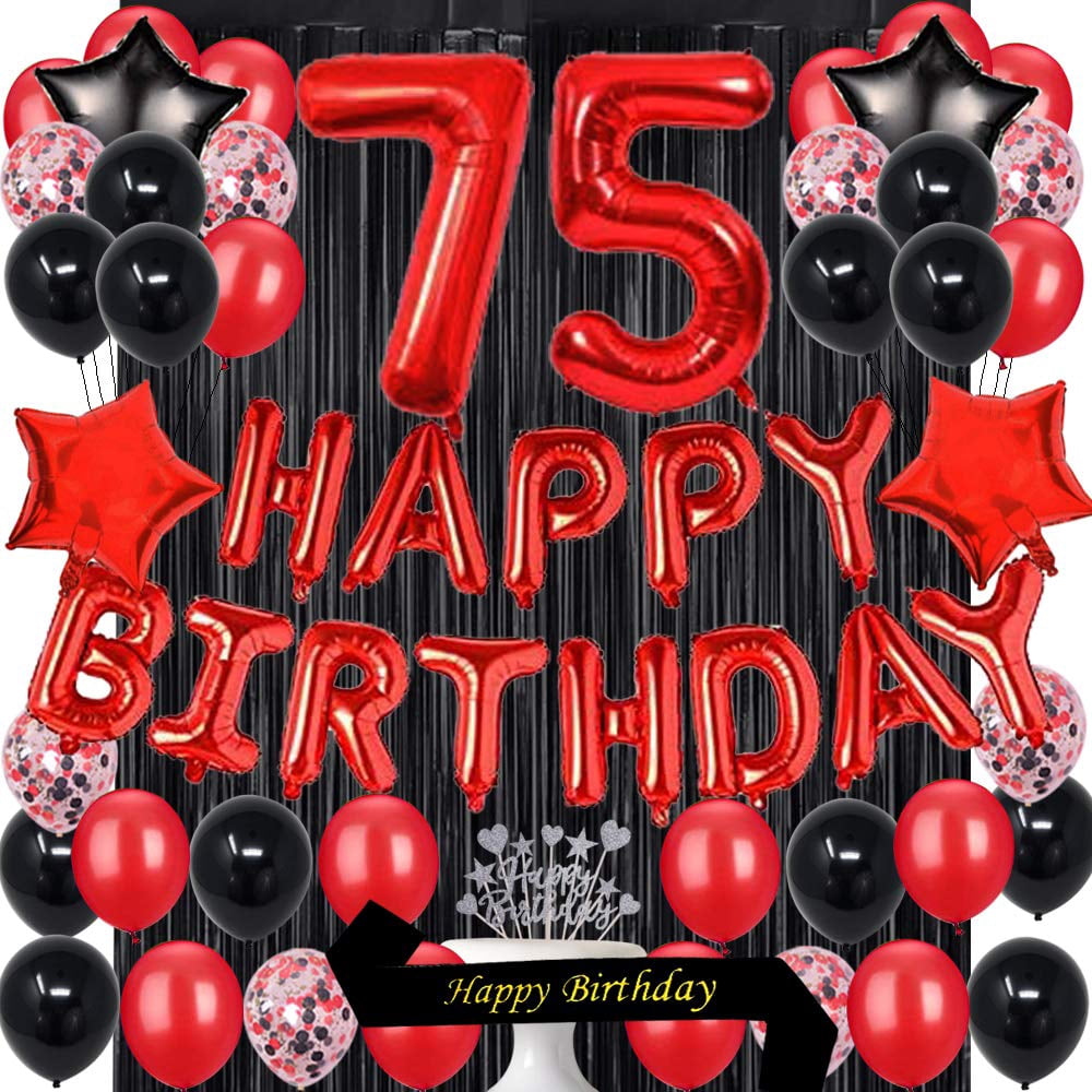 Fancy 75TH Birthday Party IFF17 Decorations Supplies Red Black Later ...