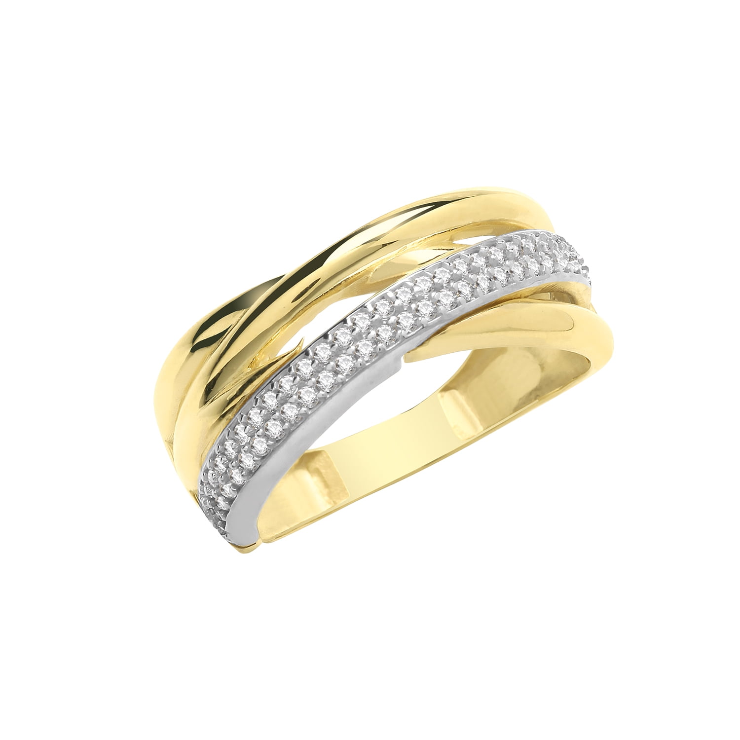 Fancy 9k Gold Women Crossover Ring with Cubic Zirconia/CZ - Walmart.com