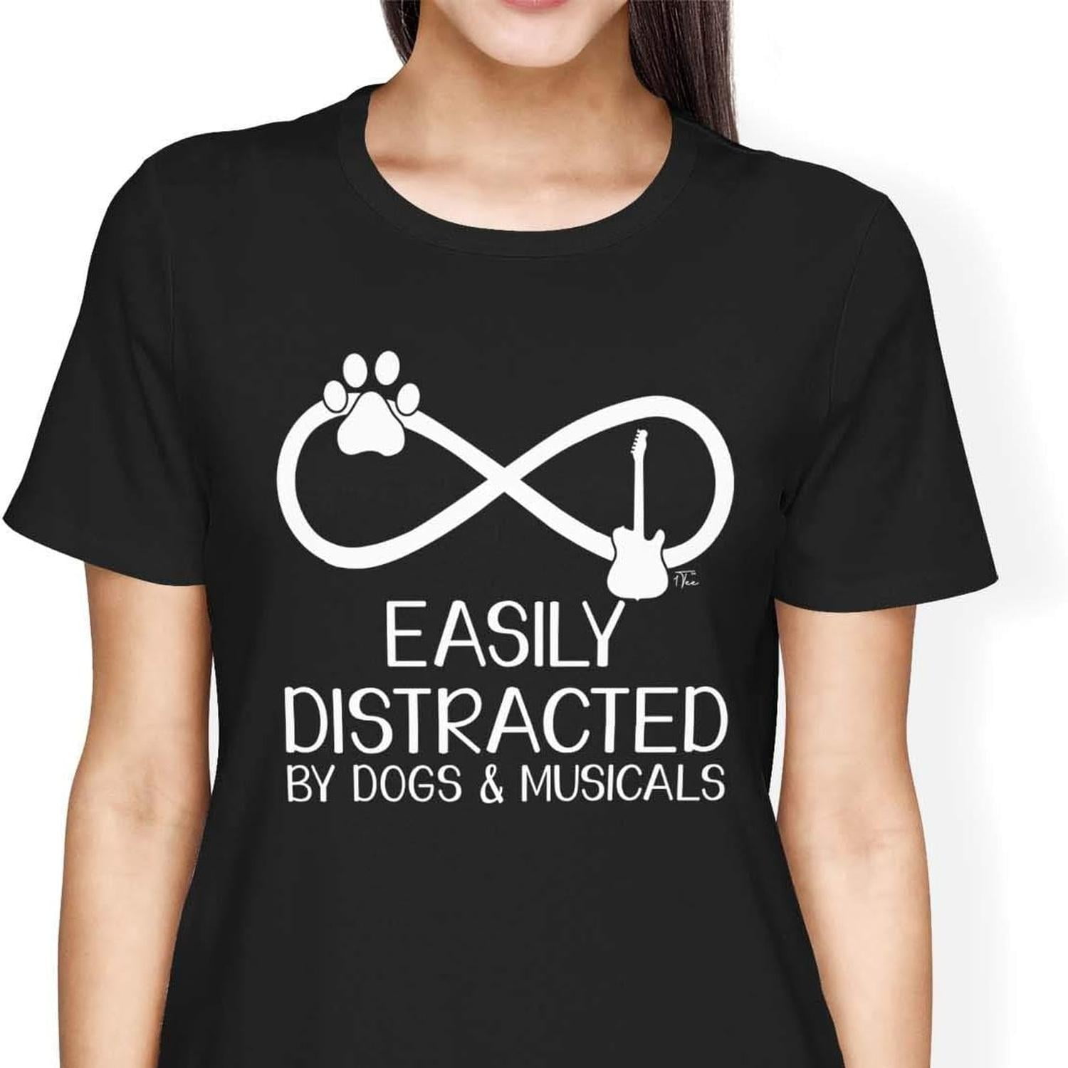 Fancy A Snuggle Womens Loose Fit Easily Distracted by Dogs and Musical ...