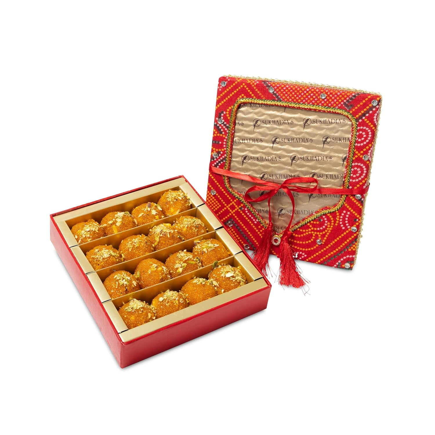 Fancy Bandhani Box 20oz Premium Motichoor Ladoo Indian Mithai Gift ly ...