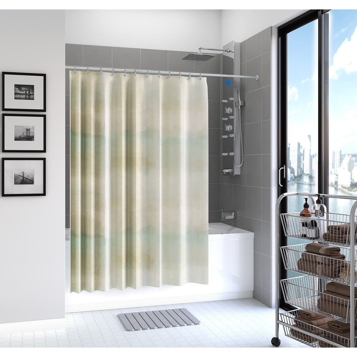 Fancy Bath Outlet Tan Ombre Ava Shower Curtain Eco-Friendly Recycled ...