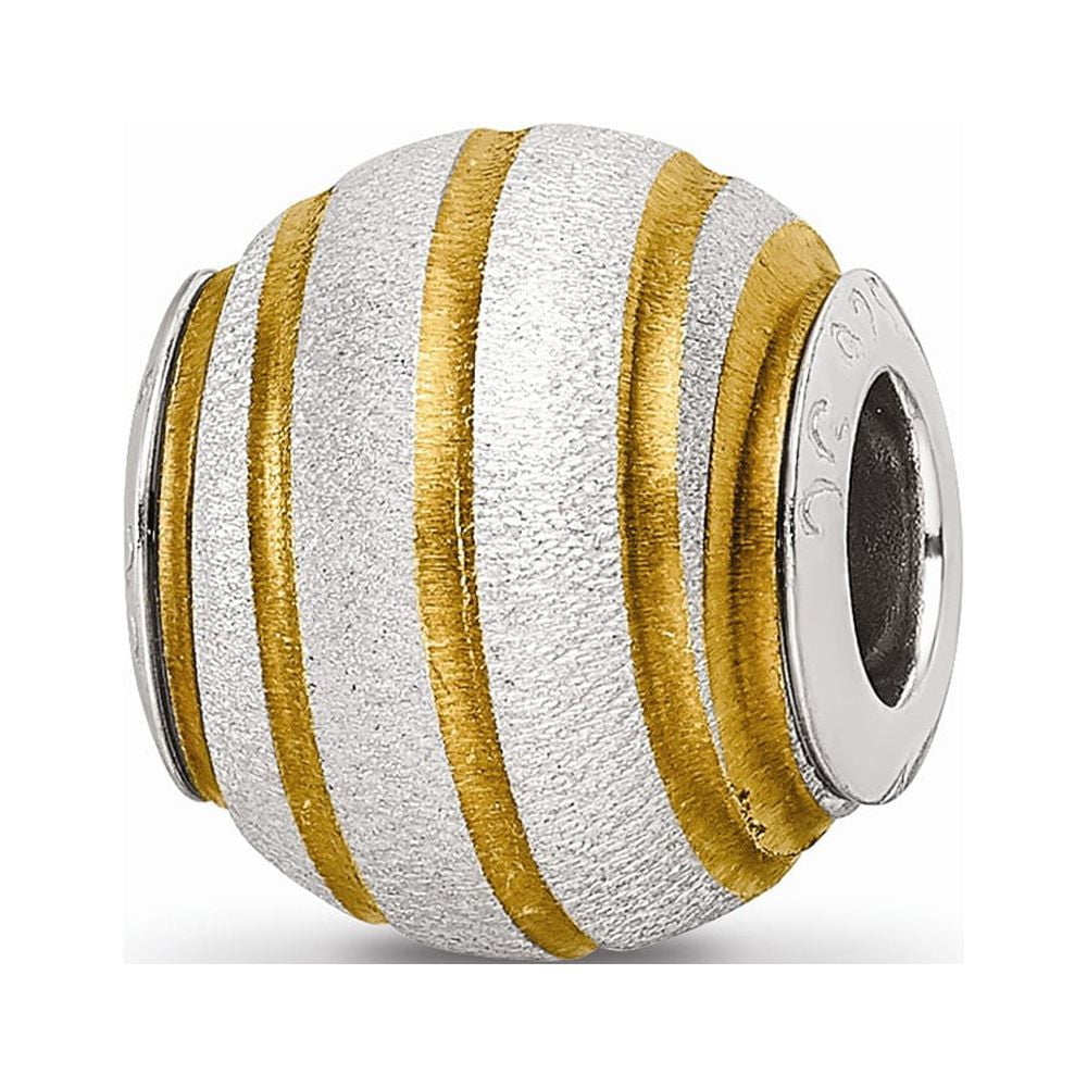 Fancy Bead White Sterling Silver 10.91 mm 10.00 Reflections Gold-Plated ...