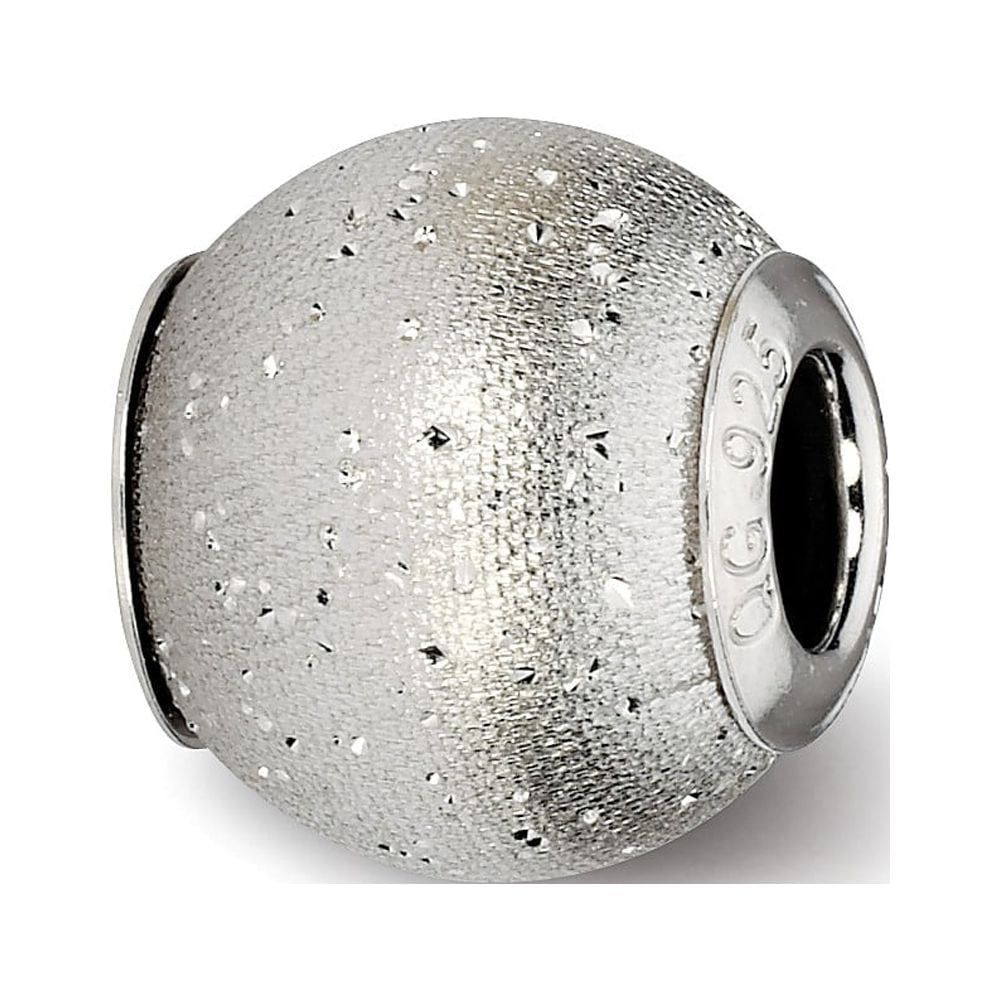 Fancy Bead White Sterling Silver 10.91 mm 10.00 Reflections Grey Laser ...