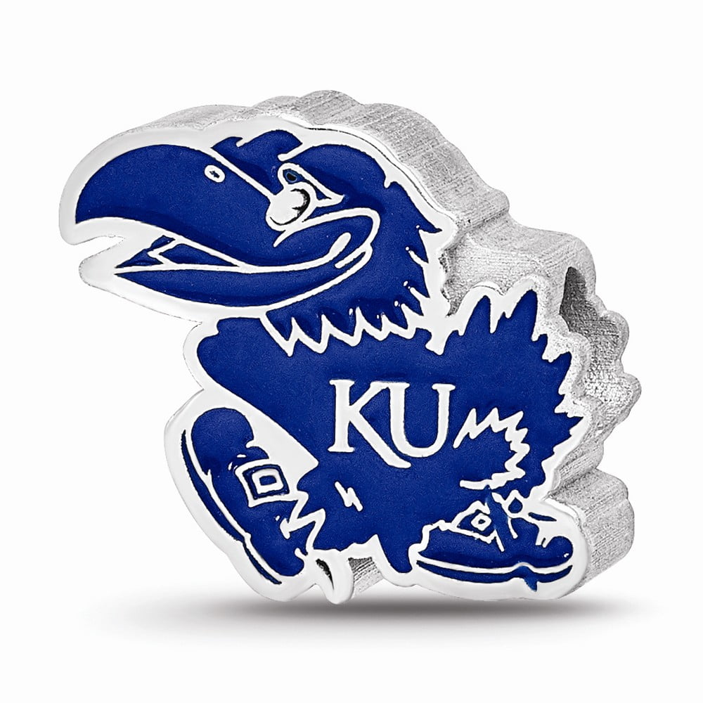Fancy Bead White Sterling Silver Kansas NCAA University Of 12.7 mm 14.2 ...