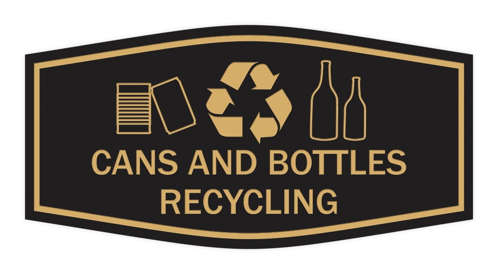 Fancy Cans and Bottles Recycling Sign (Black Gold) - Large - Walmart.com