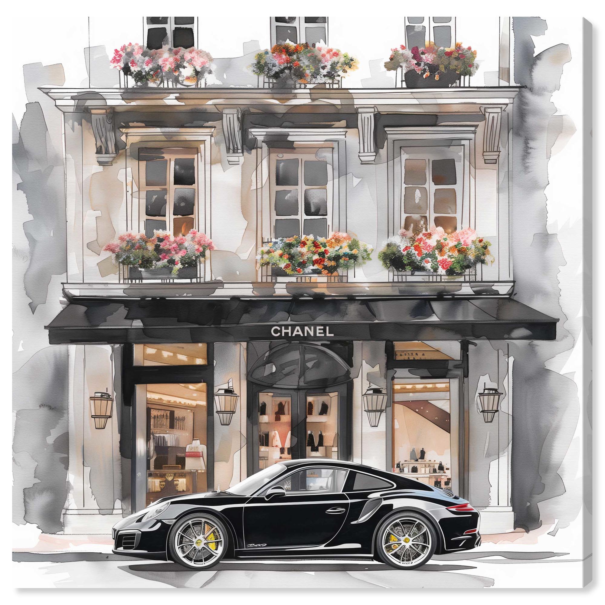 Fancy Car Storefront Canvas Fashion Illustration by Art Remedy, Gallery ...