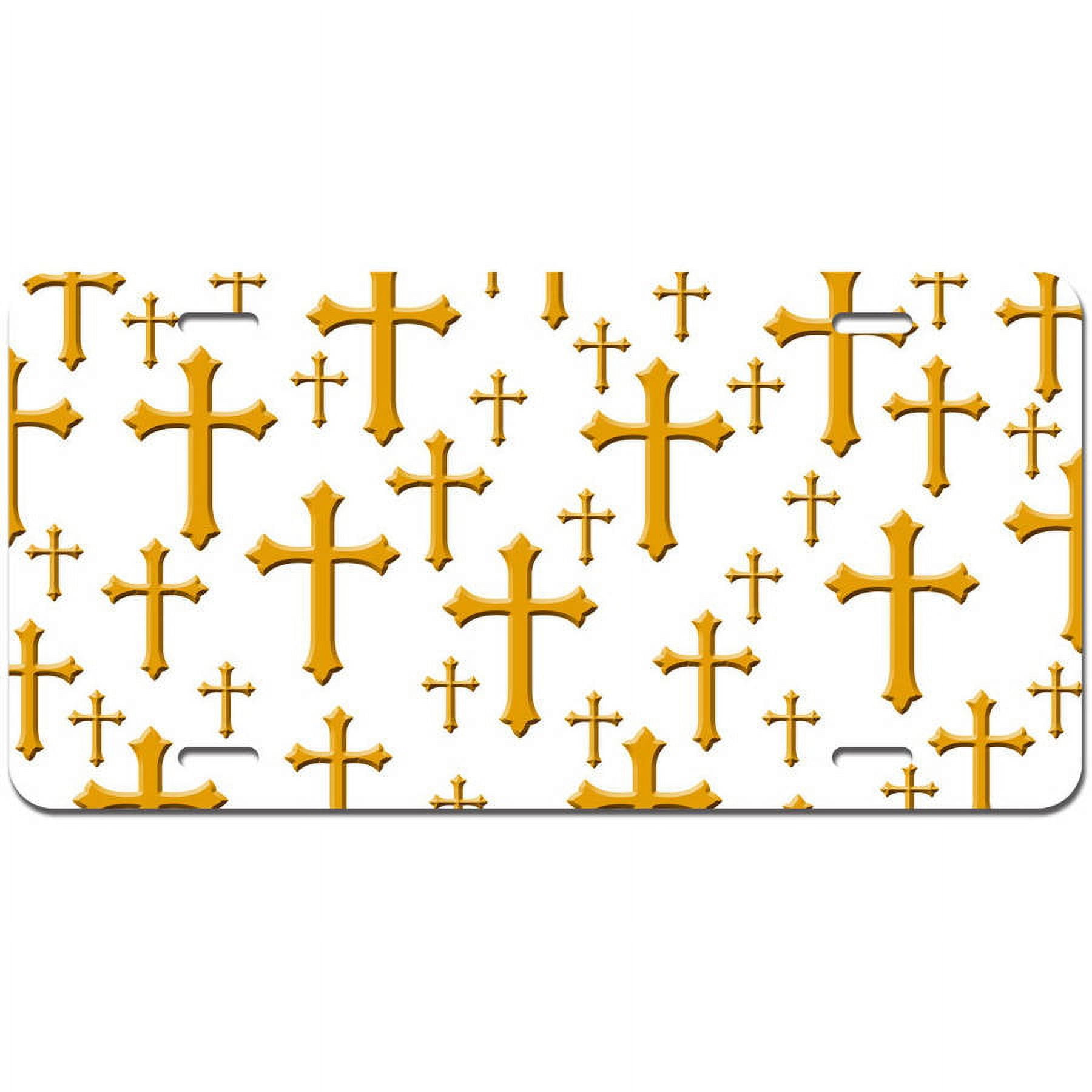 Fancy Christian Cross White Novelty Metal Vanity License Tag Plate ...