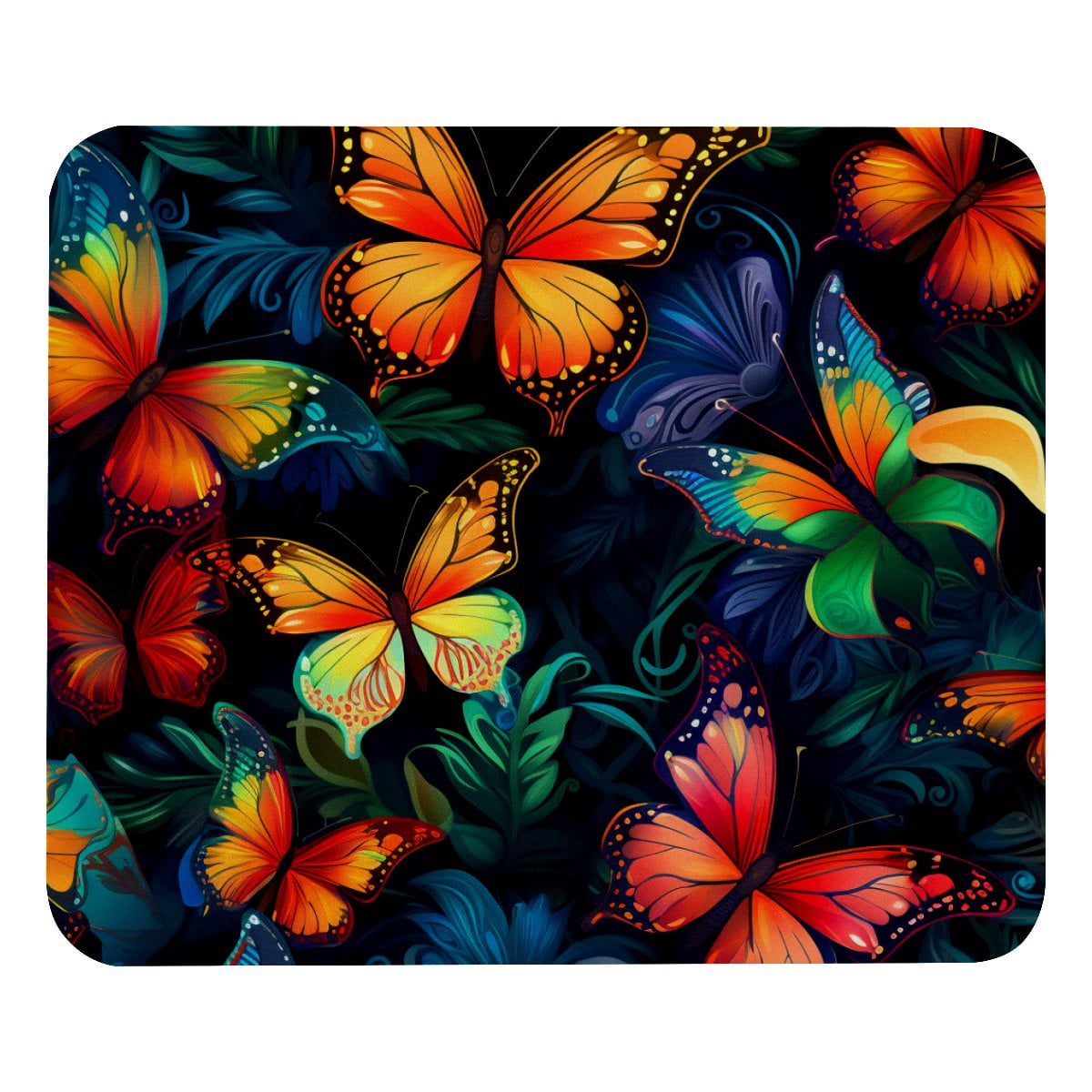 Fancy Colored Butterfly F Mouse Pad with Non-Slip Rubber Base, Square ...