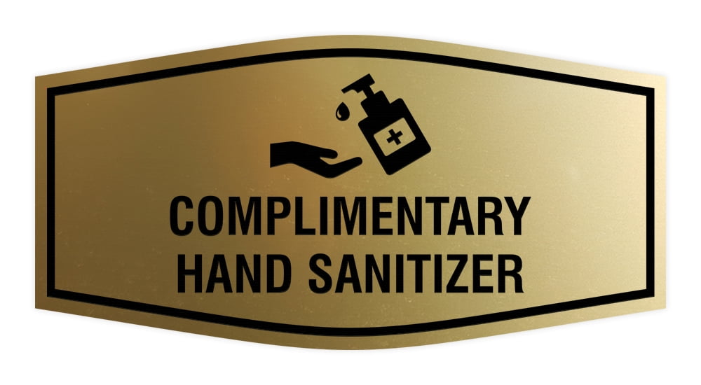 Fancy Complimentary Hand Sanitizer Sign (Brushed Gold) - Medium 3.5x7 ...