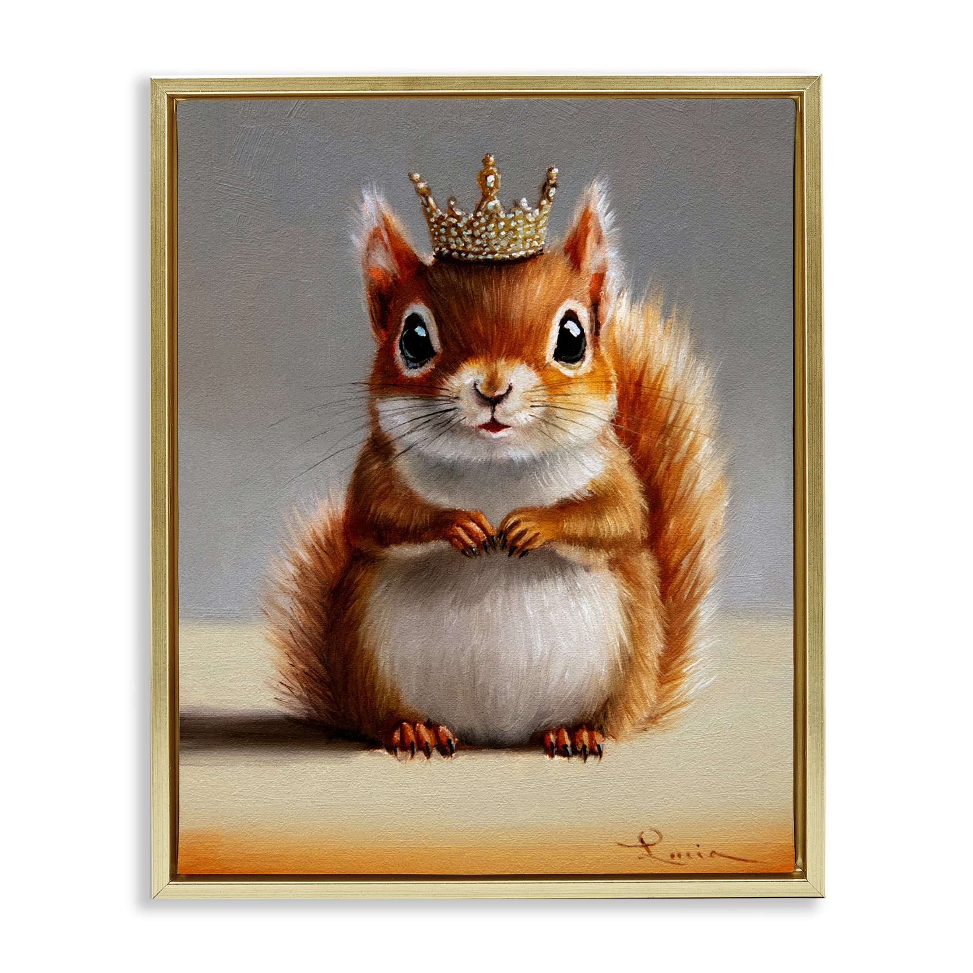 Fancy Crowned Squirrel Gold Framed Floater Canvas Wall Art, design by ...