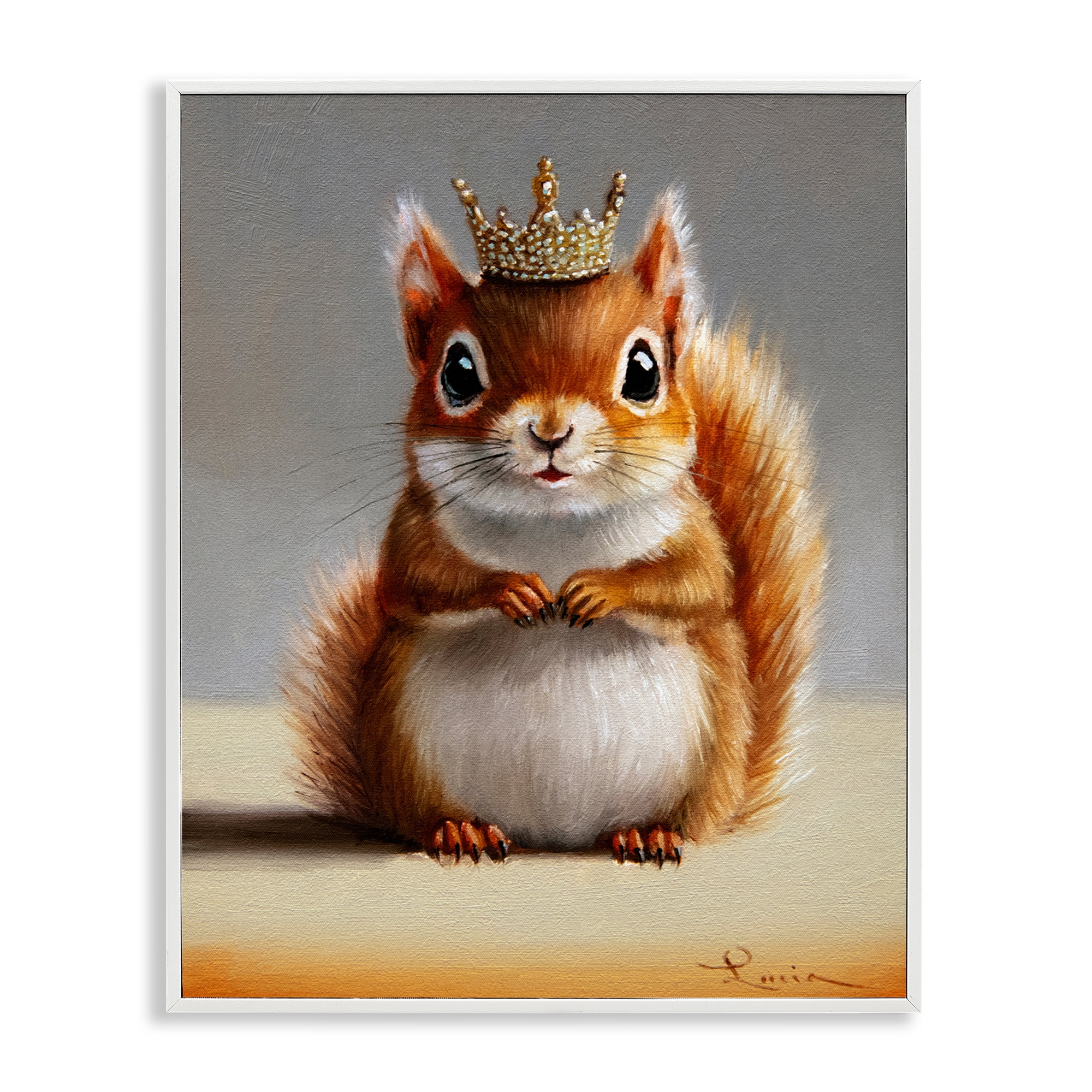 Fancy Crowned Squirrel White Framed Giclee Art, design by Lucia ...