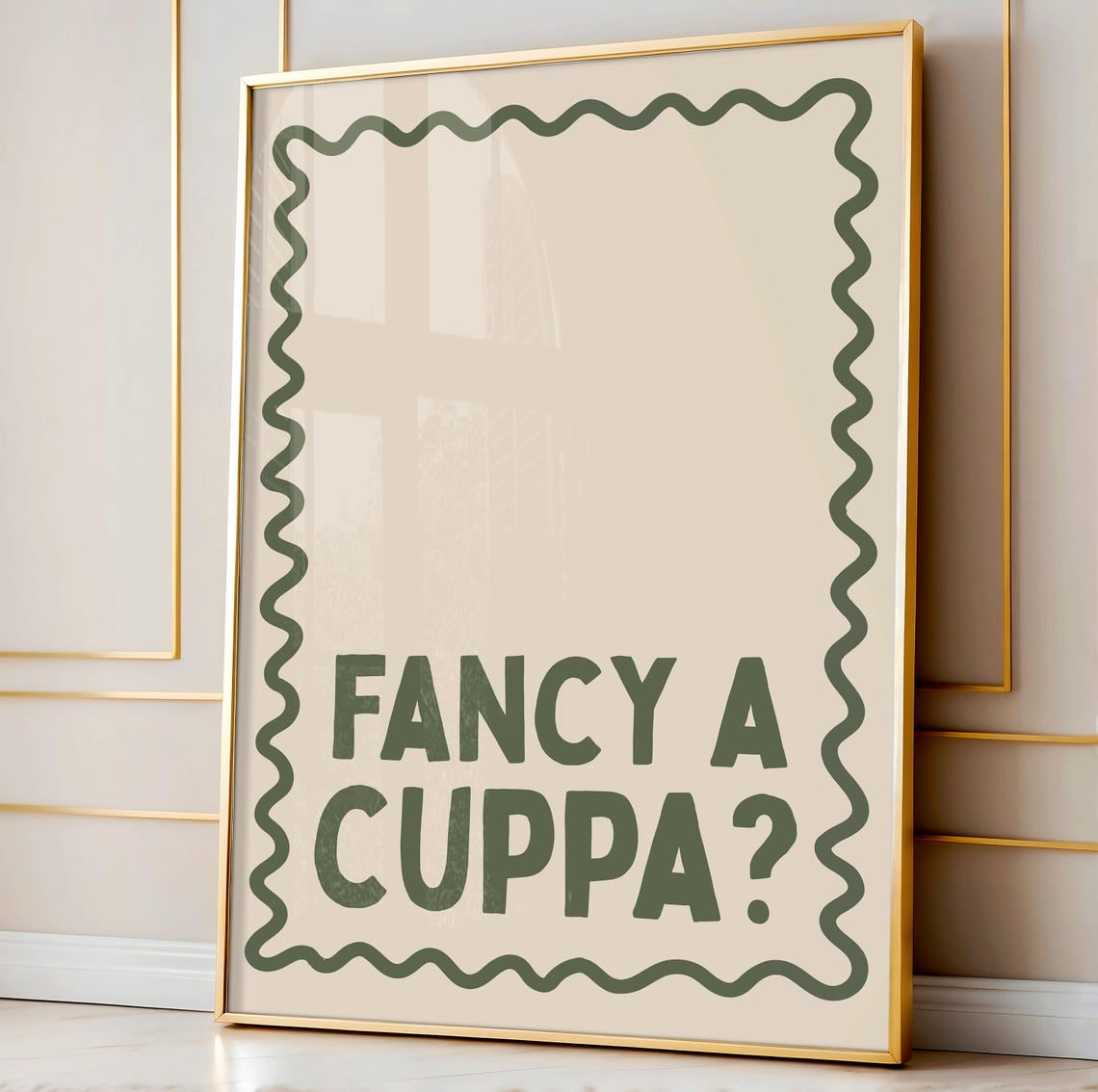 Fancy A Cuppa? Poster, Olive Green Tea Wall Art, Kitchen Poster Kitchen ...