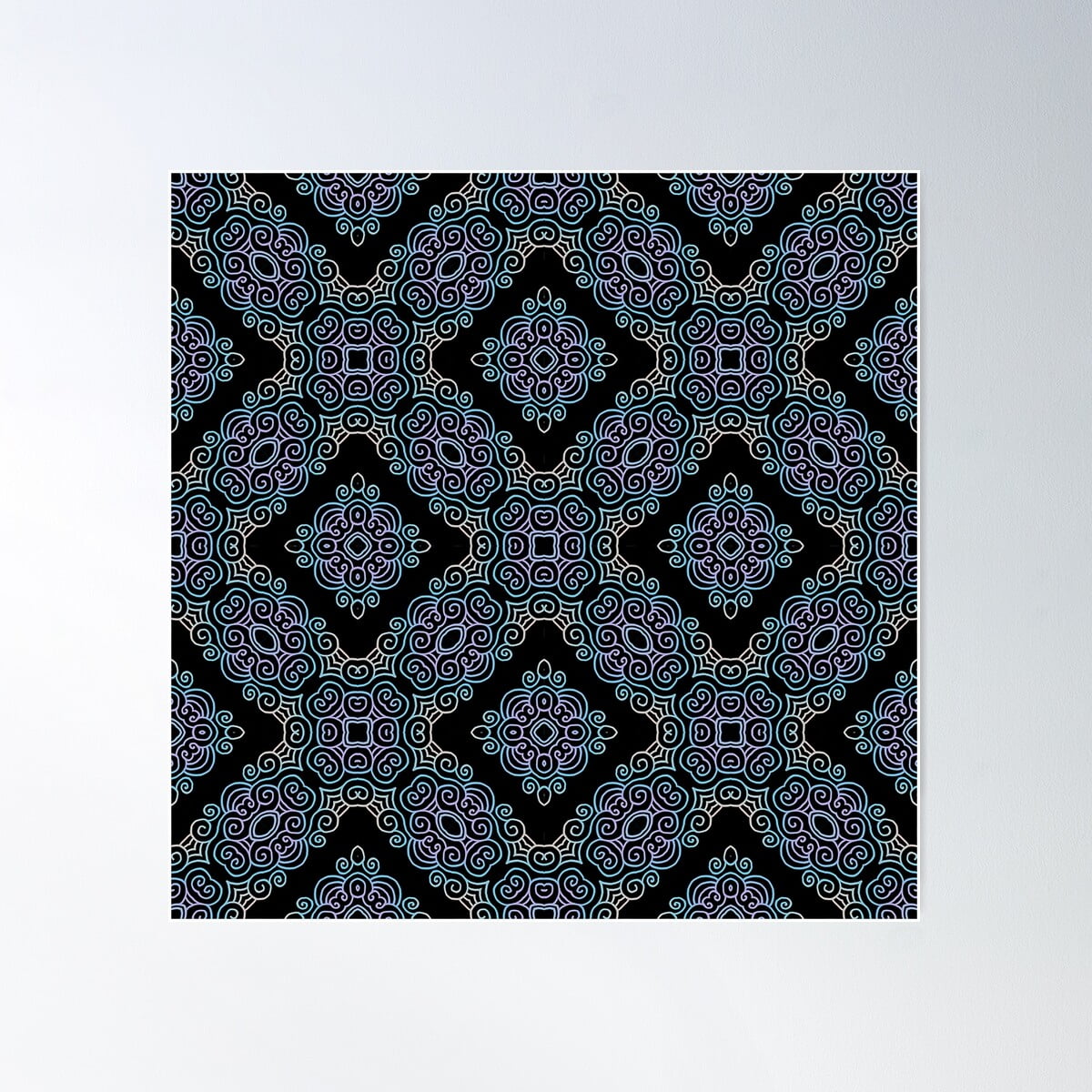 Fancy Curly Iridescent Pattern Poster Wall Art, Modern Wall Decor For ...