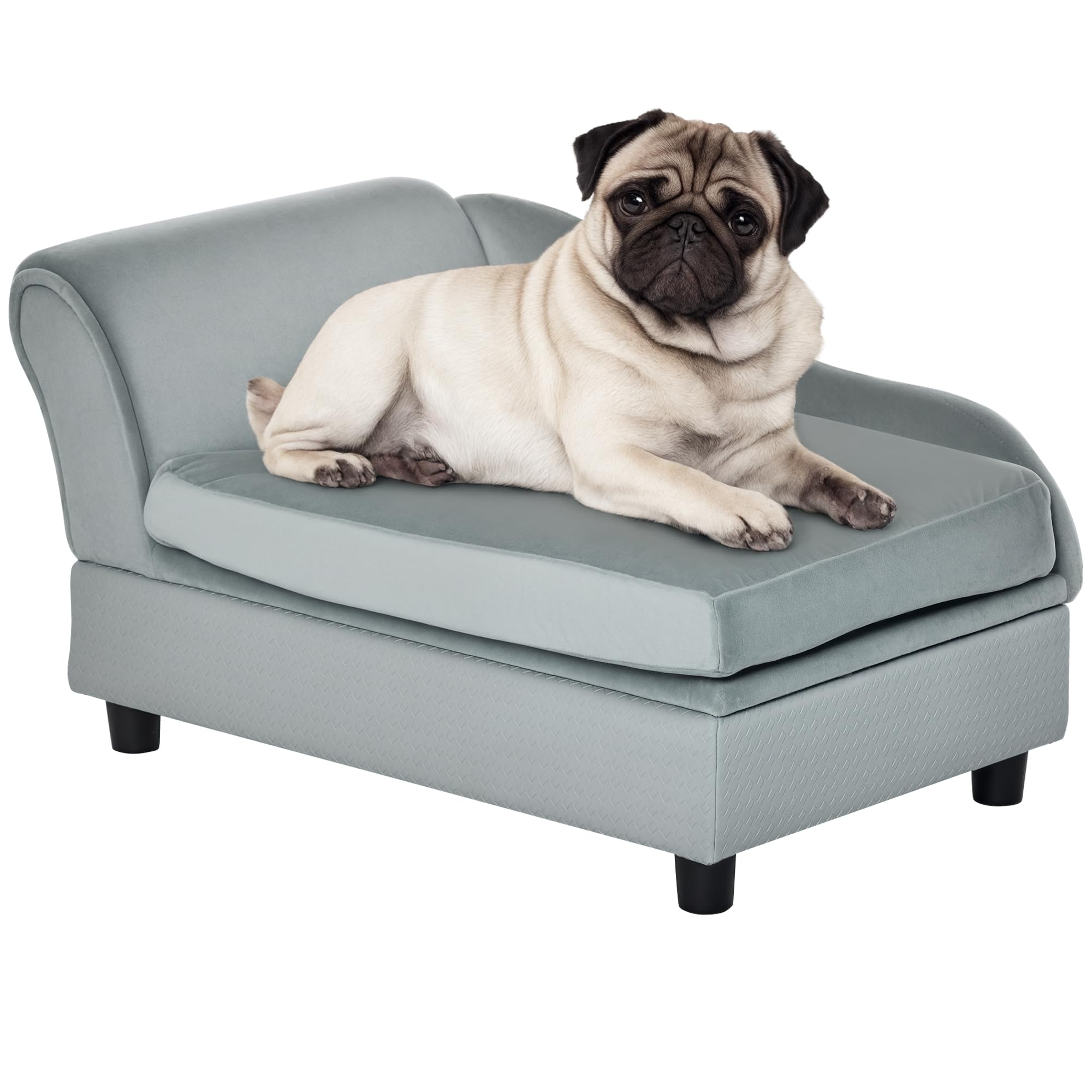 Fancy Dog Bed Sofa with Concealed Storage Space, Plush 2 Inch Foam ...
