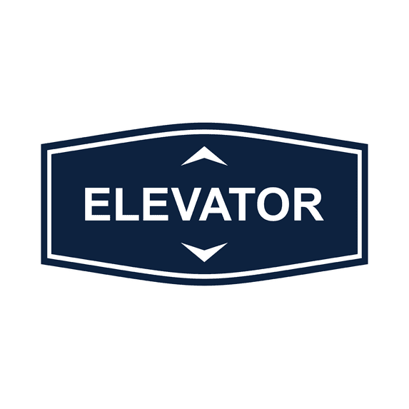 Fancy Elevator Up & Down Arrows Sign (Navy Blue / White) - Large ...