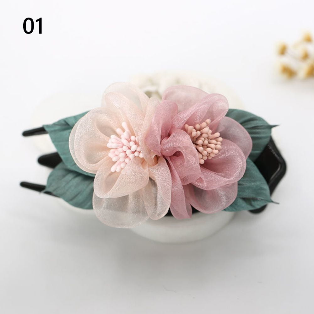 Fancy Fabric Flowers Elegant Hair Accessories Duckbill Hairclip Ladies ...