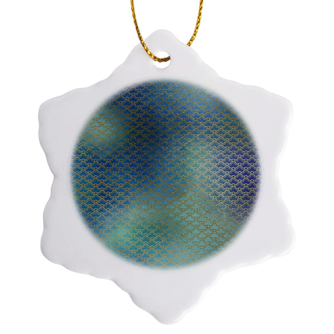 3drose, Fancy Faux Gold Outlined Scallops on a Blue and Green ...