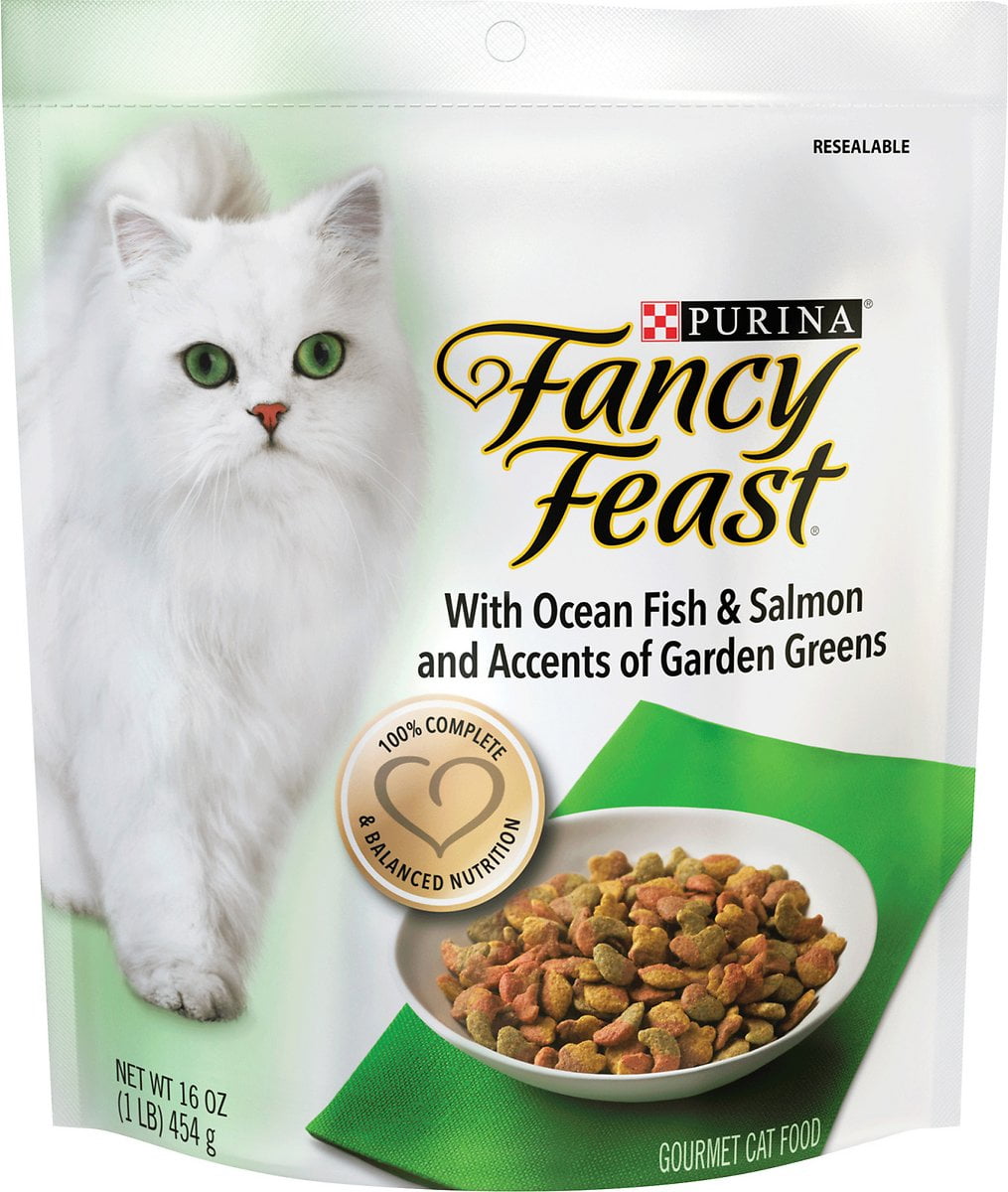 Fancy Feast Gourmet Kibble Cat Food with Ocean Fish, Salmon & Garden ...
