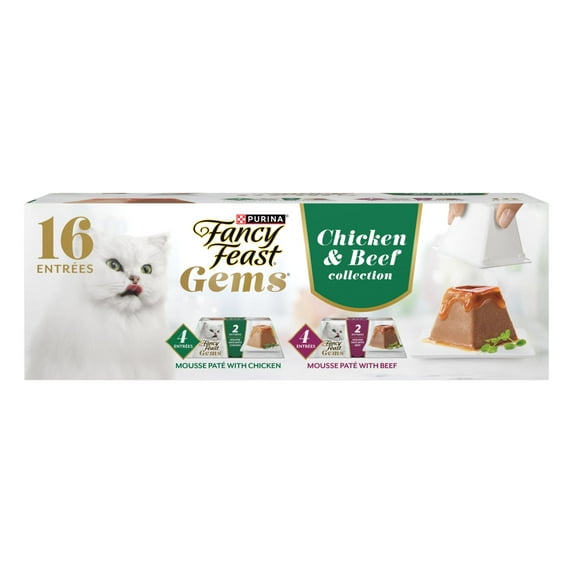 Fancy Feast Gems Pate Mousse Chicken or Beef and a Halo of Savory Gravy ...
