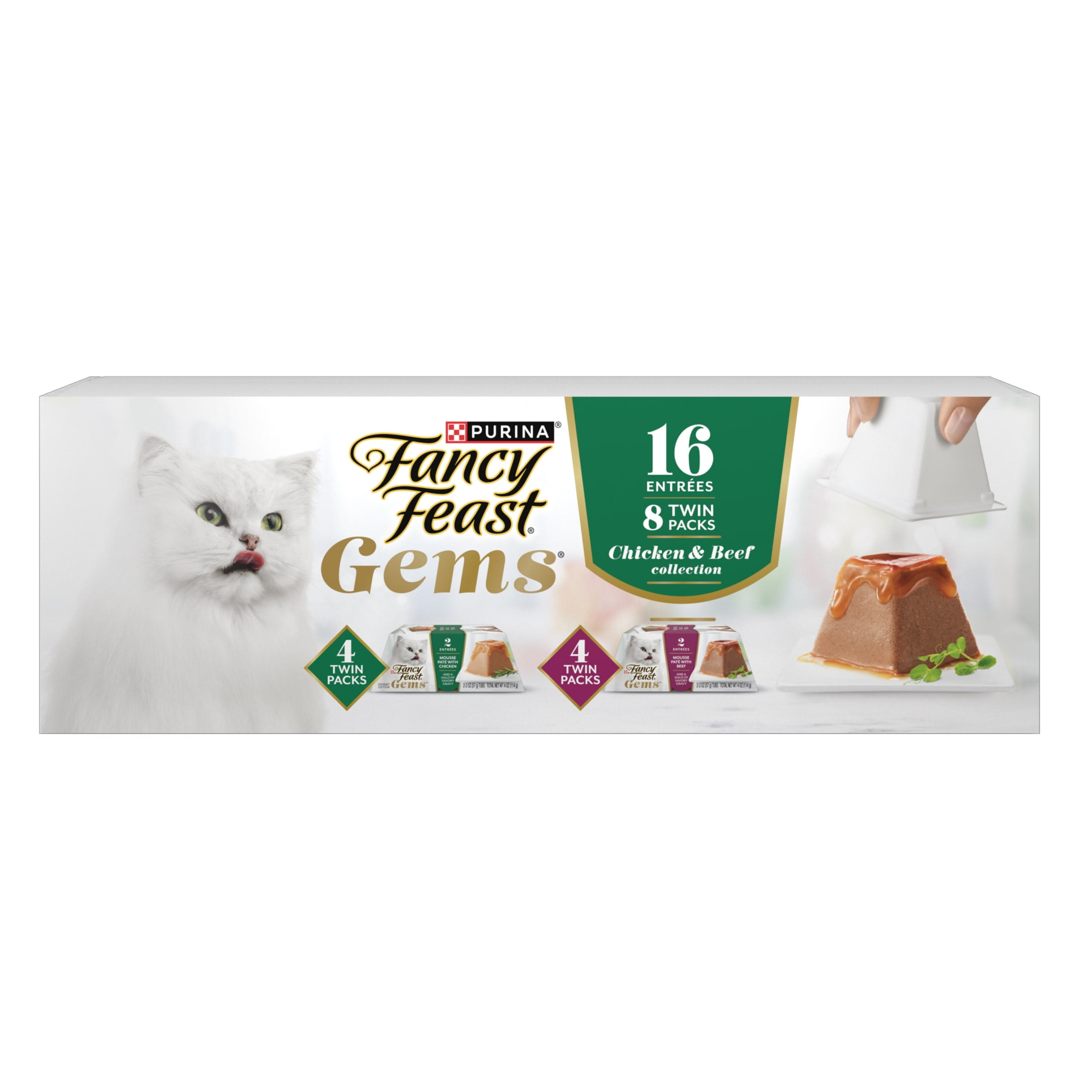 Fancy Feast Gems Poultry & Beef Mousse Variety Pack, 4 oz Boxes (8 Pack ...