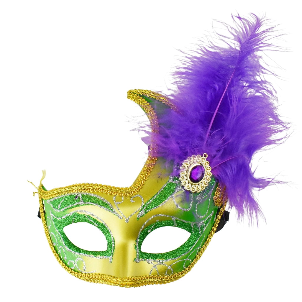 Fancy Feather and Gemstone Accent Mask, 10-1/4-Inch x 6-3/4-Inch ...