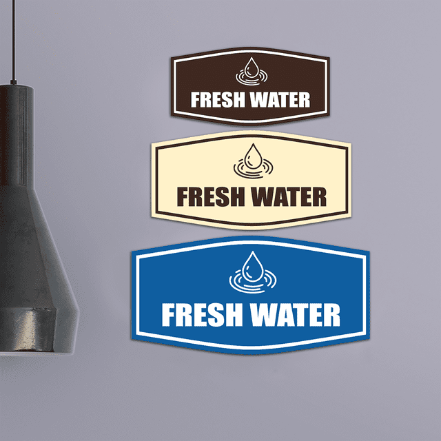 Fancy Fresh Water Sign (Navy Blue / White) - Large - Walmart Business ...