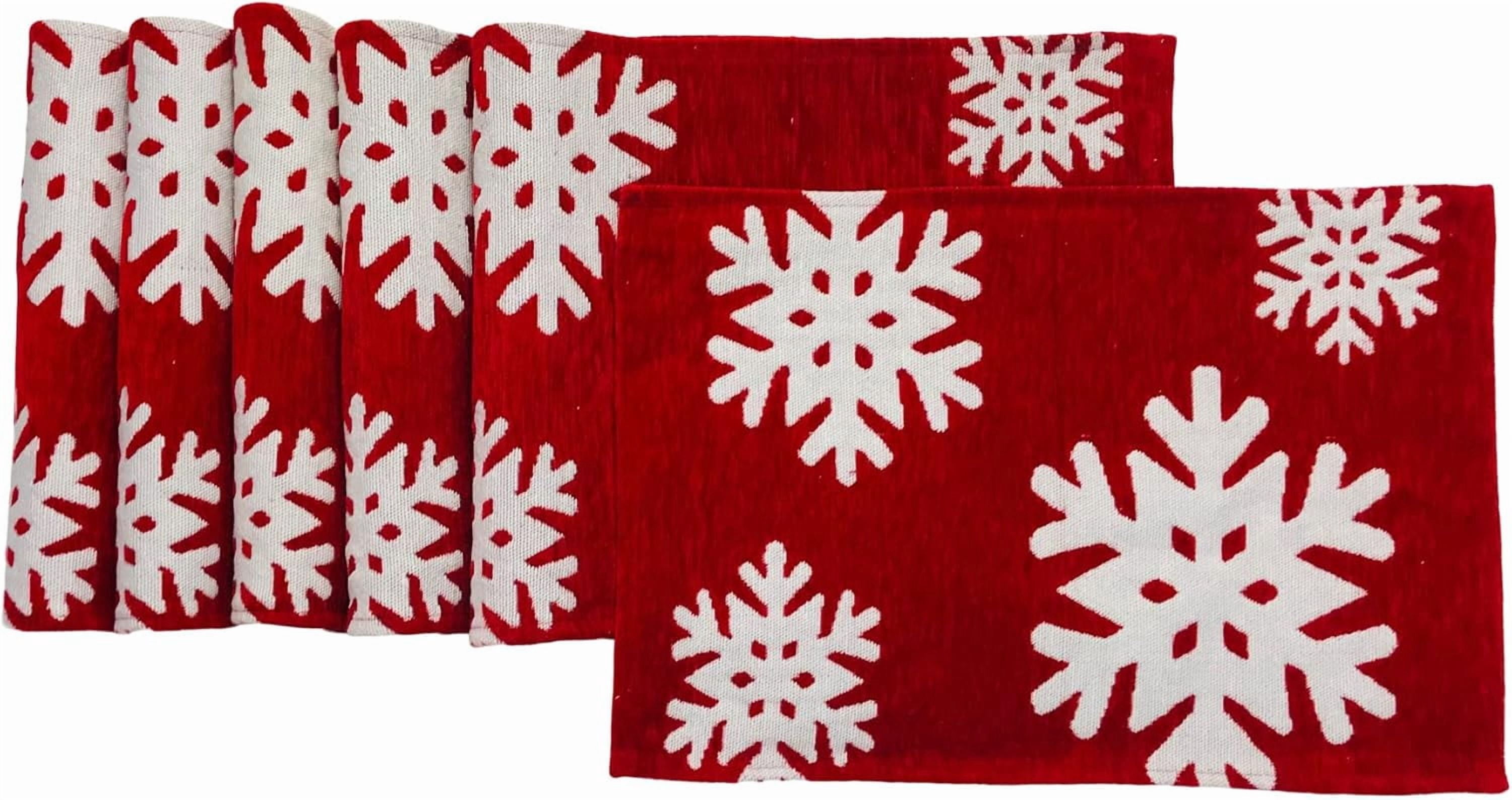 Fancy Fun Chenille Textured Christmas Placemats, Set of Six (6 ...