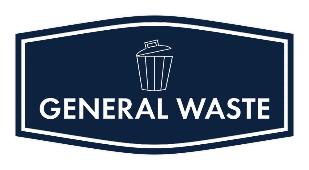 Fancy General Waste Sign (Navy Blue / White) - Large - Walmart.com