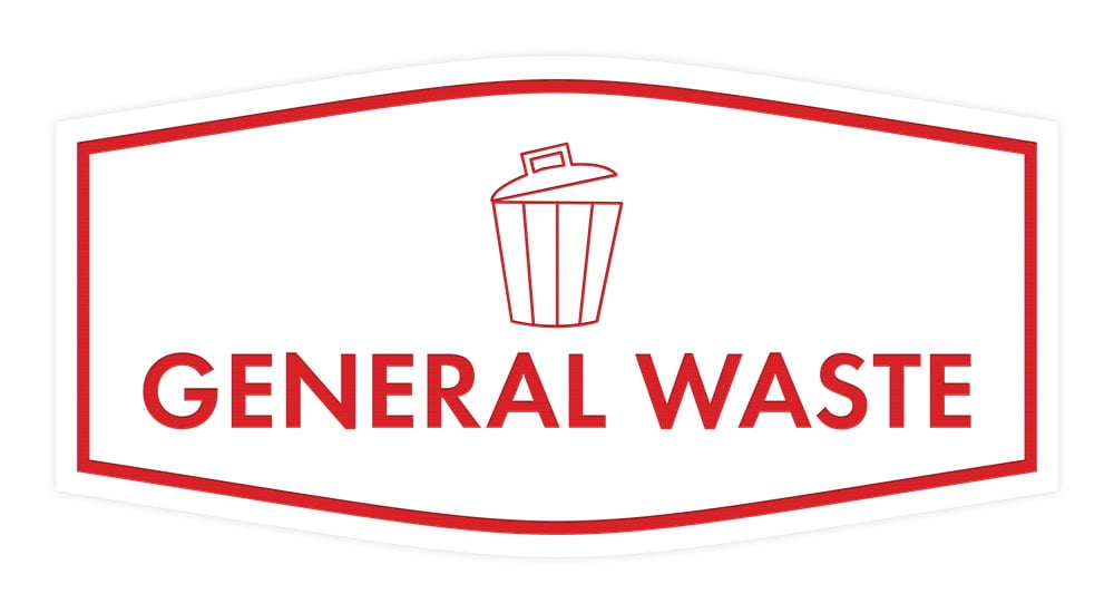 Fancy General Waste Sign (White/Red) - Small - Walmart.com