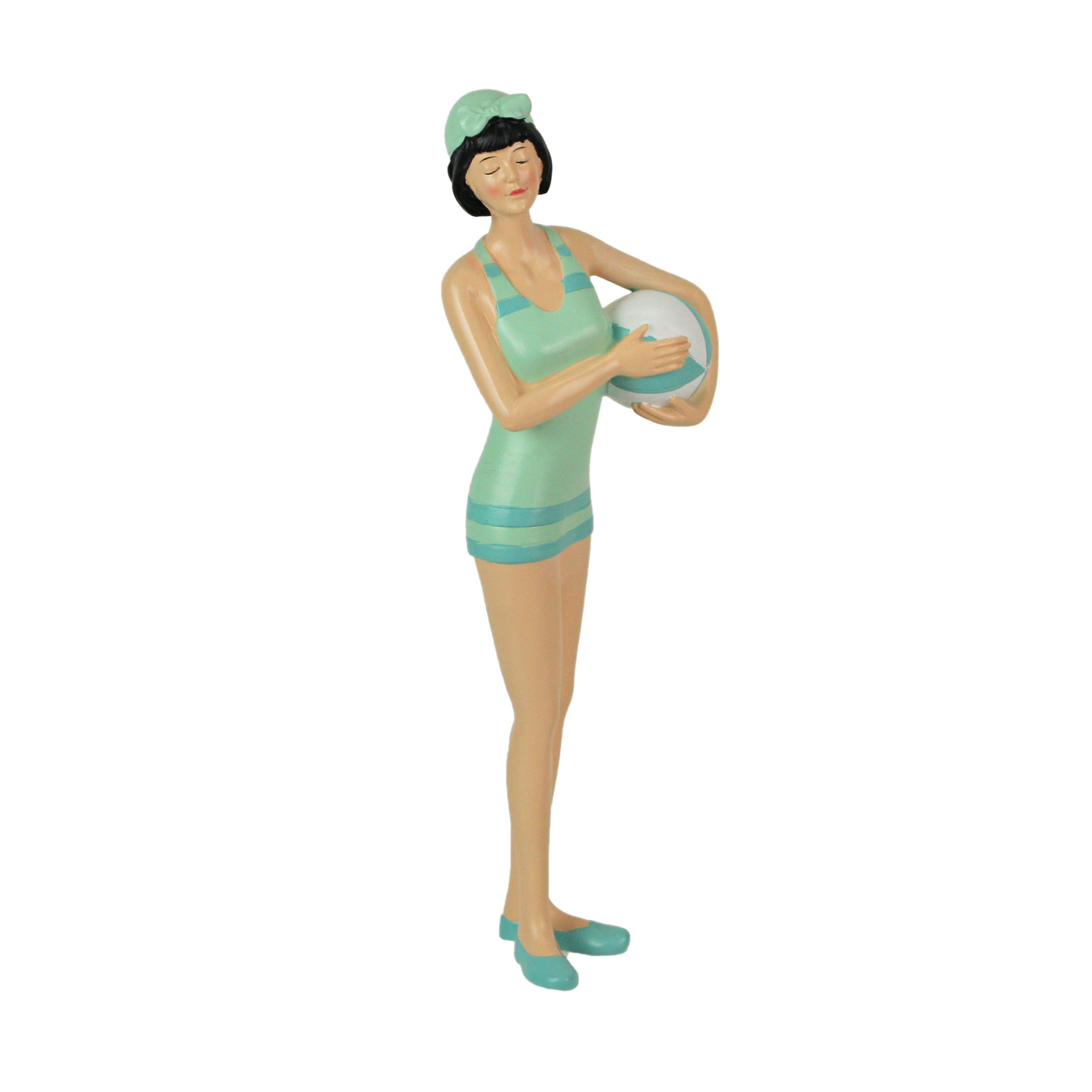 Fancy That Brunette Bathing Beauty Figurine – Hand-Painted Striped ...