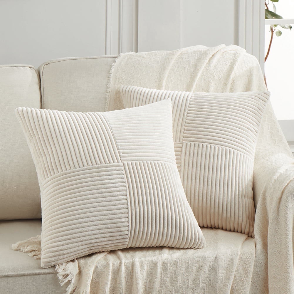 Fancy Homi 2 packs Boho Cream Decorative Throw Pillow Covers 18x18 Inch ...