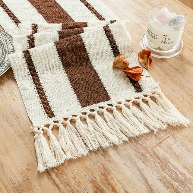 Fancy Homi Brown Table Runner 60 inches Long Boho Macrame Table Runner for Home Decor, Farmhouse ...
