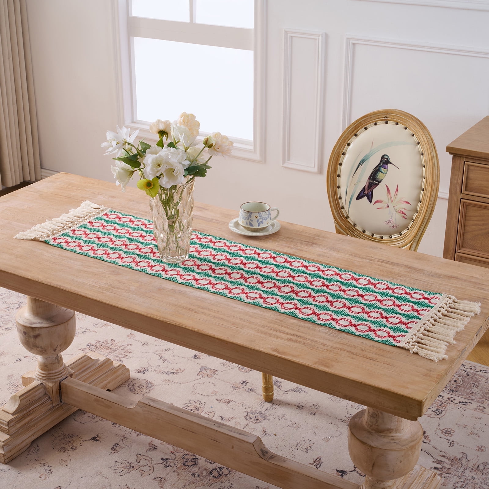Fancy Homi Christmas Boho Cotton Polyester Table Runner 48 inches Long ...