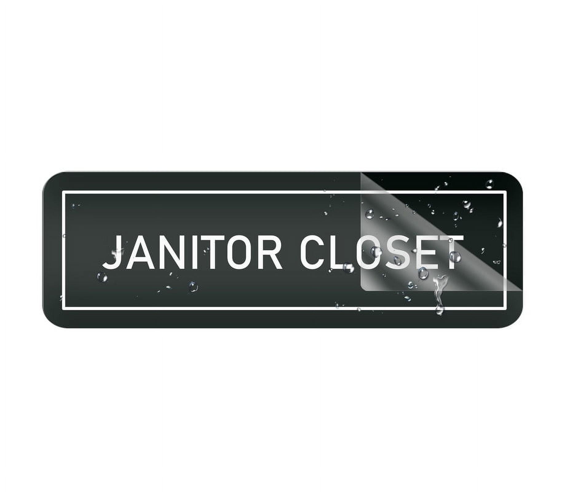 Fancy Janitor Closet Sign 10X3 Inch Sign Acrylic Self-Stick Door Wall ...