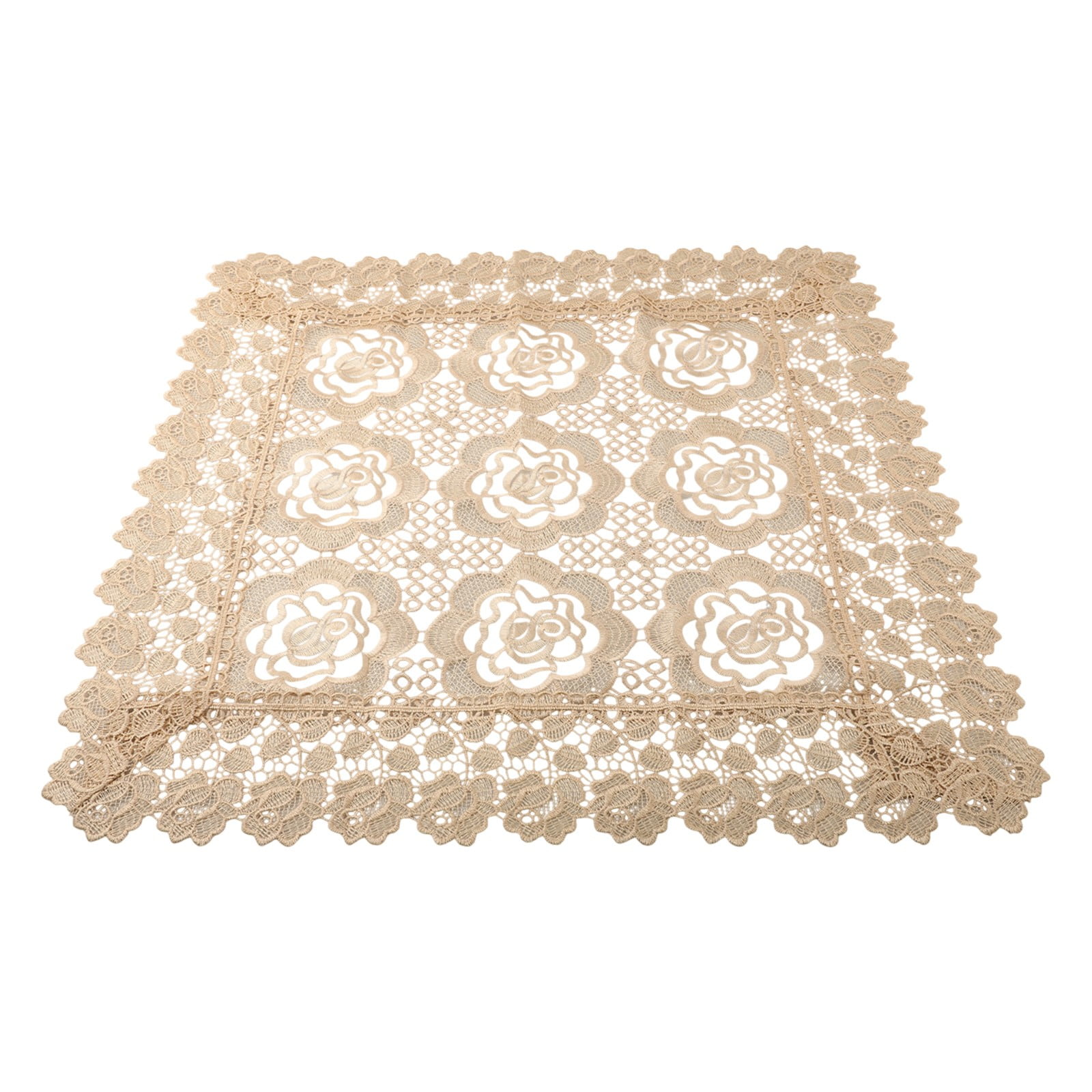 Fancy Lace Tablecloth, Square Polyester Table Cover, Floral Design, 23. ...