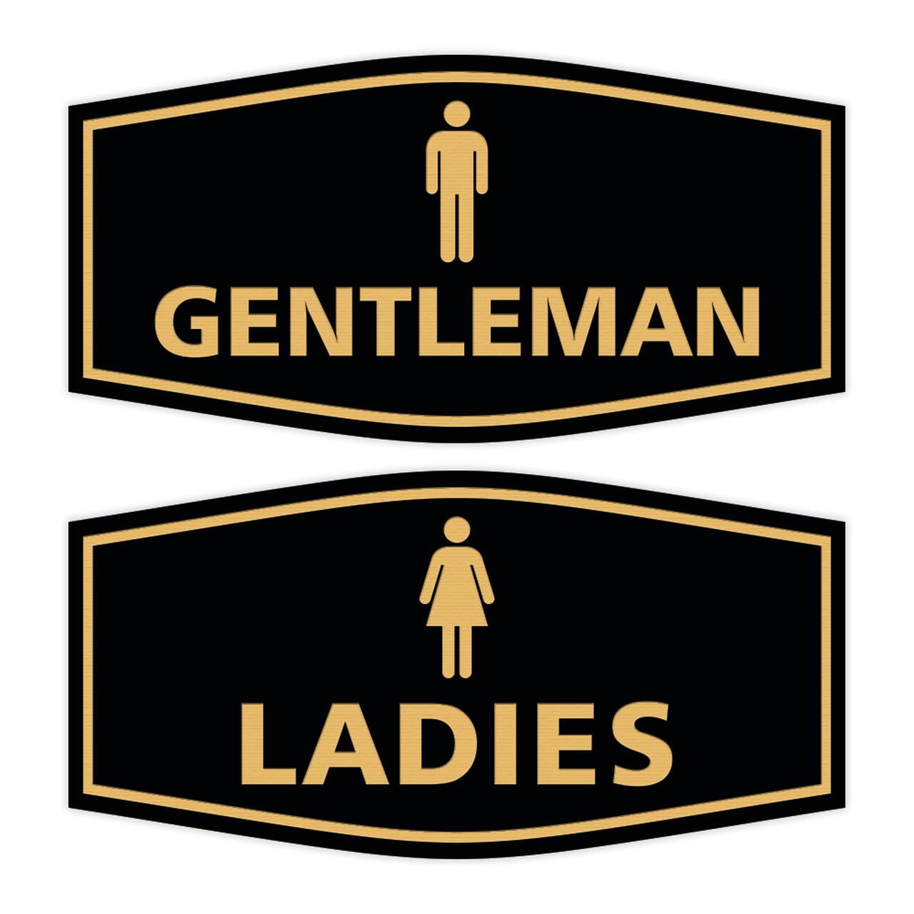 Fancy Ladies and Gentlemen Sign Set, 2-Pack (Black Gold) - Medium - Walmart.com