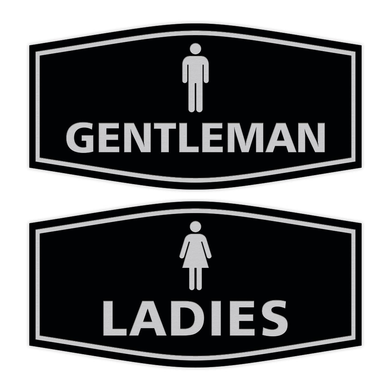 Fancy Ladies and Gentlemen Sign Set, 2-Pack (Black / Silver) - Large ...