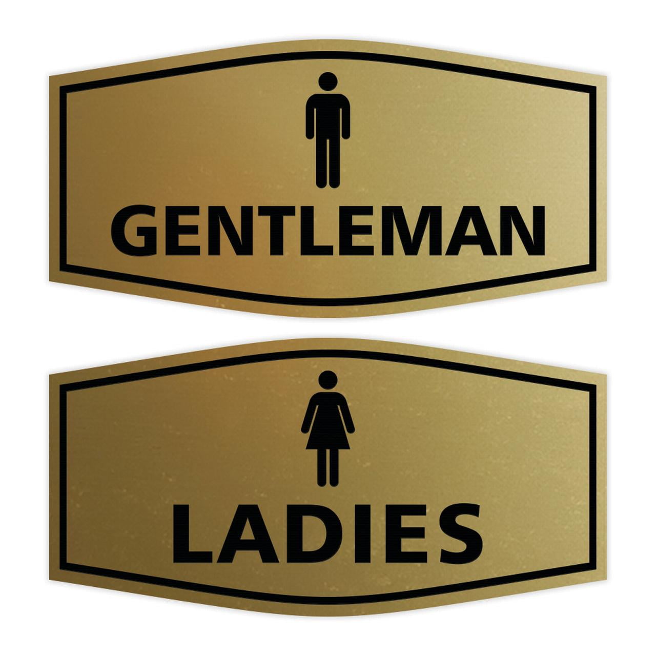 Fancy Ladies and Gentlemen Sign Set, 2-Pack (Brushed Gold) - Medium ...