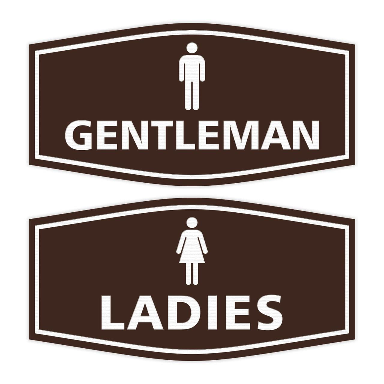 Fancy Ladies and Gentlemen Sign Set, 2-Pack (Dark Brown) - Small ...