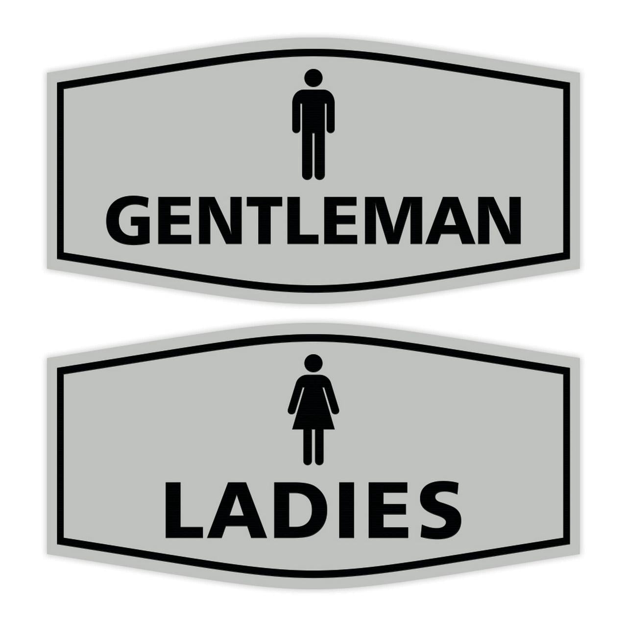 Fancy Ladies and Gentlemen Sign Set, 2-Pack (Lt Gray) - Medium ...