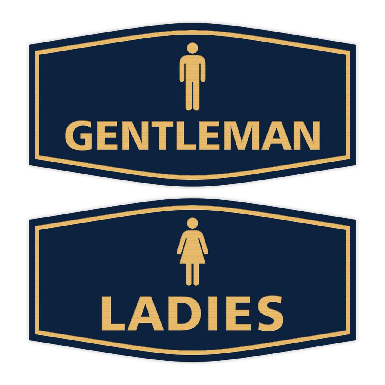 Fancy Ladies and Gentlemen Sign Set, 2-Pack (Navy Blue/Gold) - Large ...