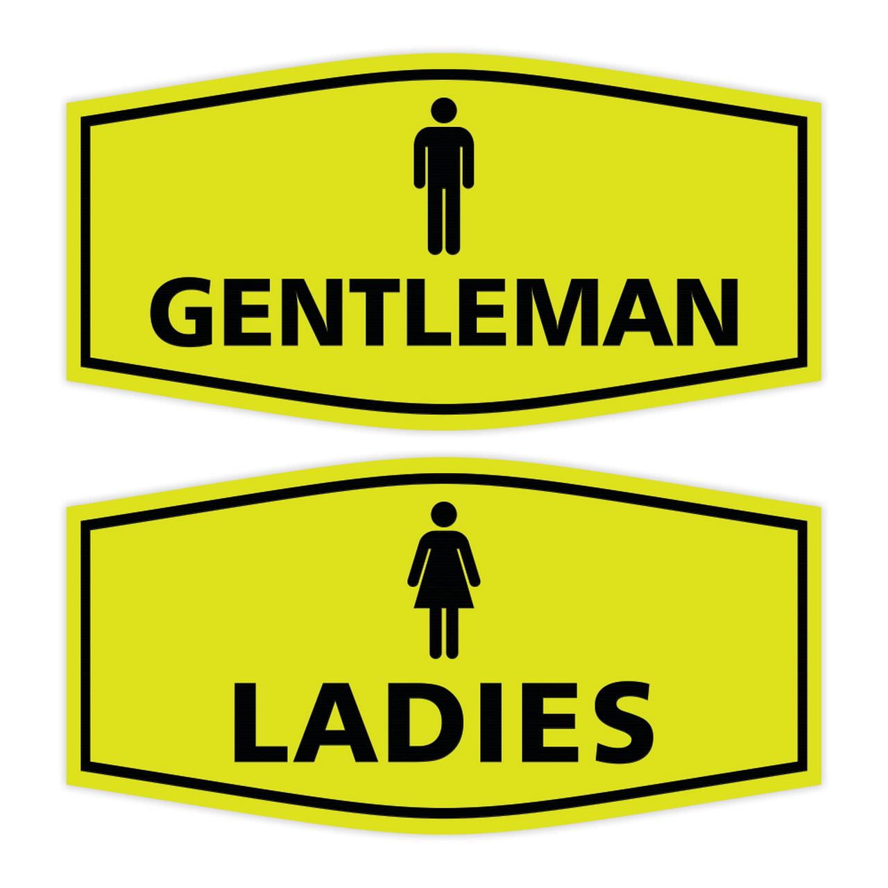 Fancy Ladies and Gentlemen Sign Set, 2-Pack (Yellow / Black) - Small - Walmart Business Supplies