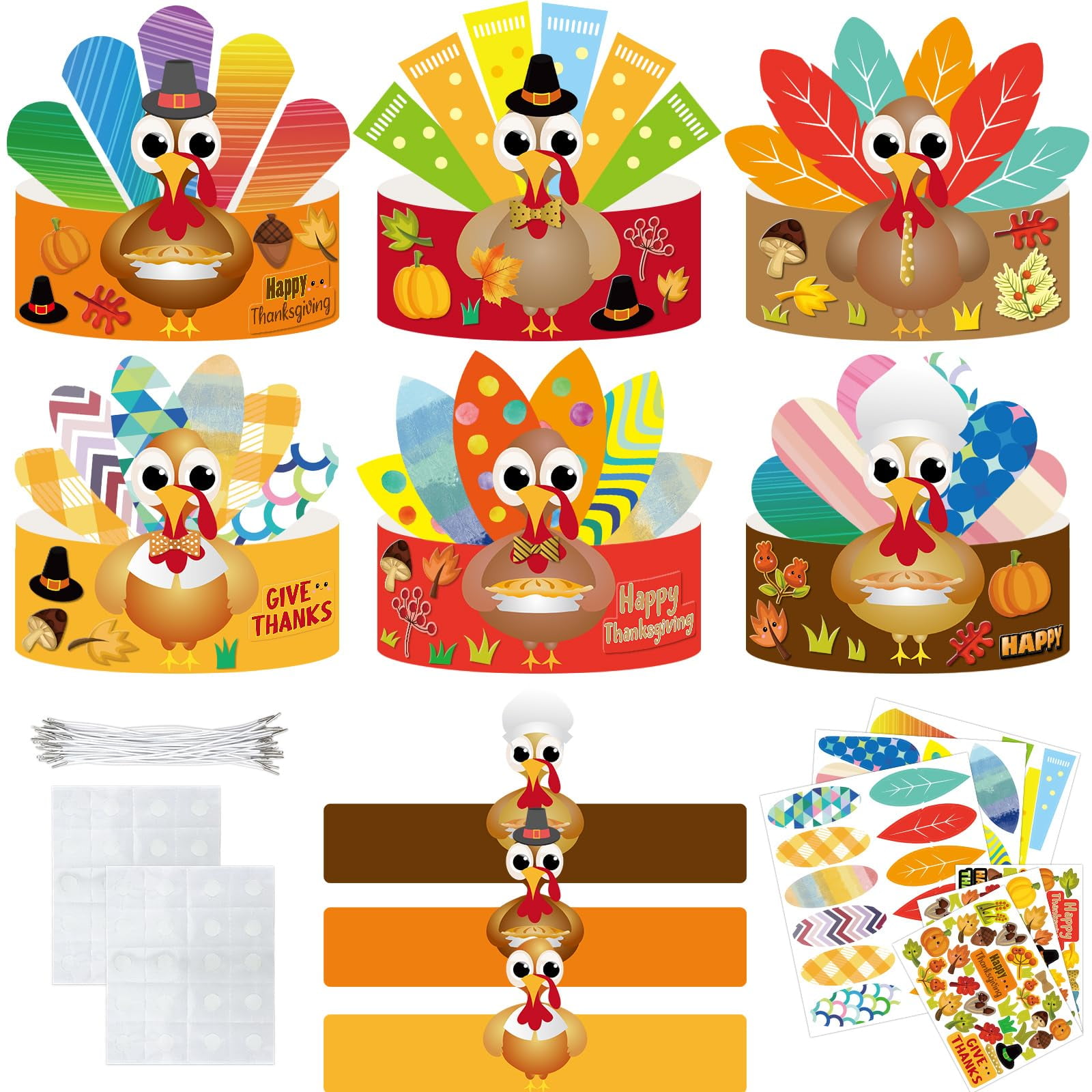 Fancy Land 24 Pack MMF7 DIY Turkey Craft Kits Kids Thanksgiving Turkey ...