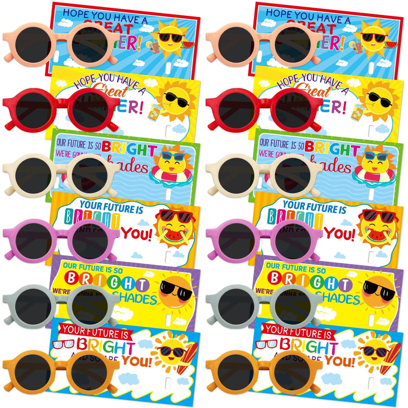 Fancy Land Neon Sunglasses for Kids End of the Year with Cards for ...