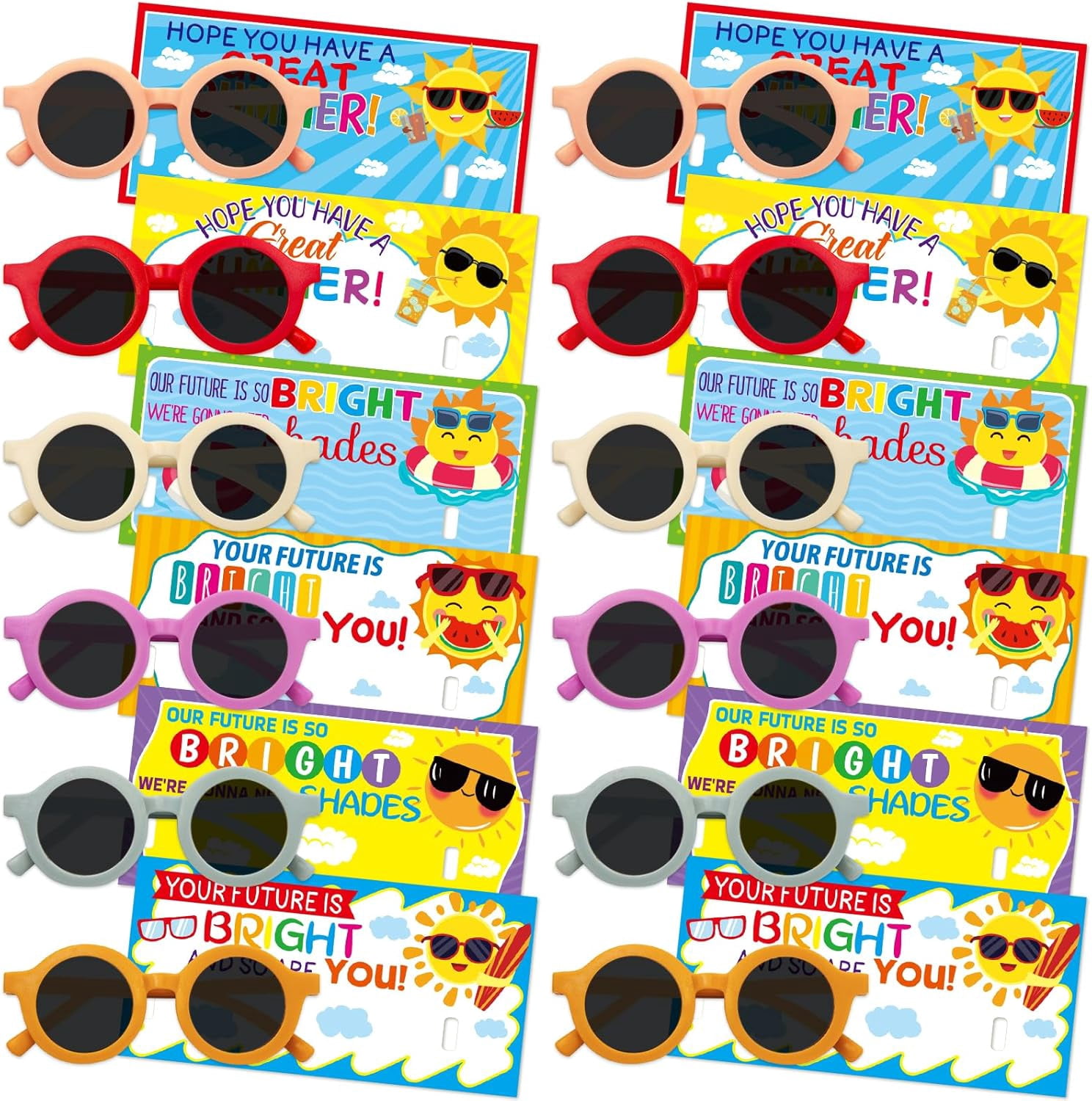 Fancy Land Neon Sunglasses for Kids End of the Year with Cards for ...