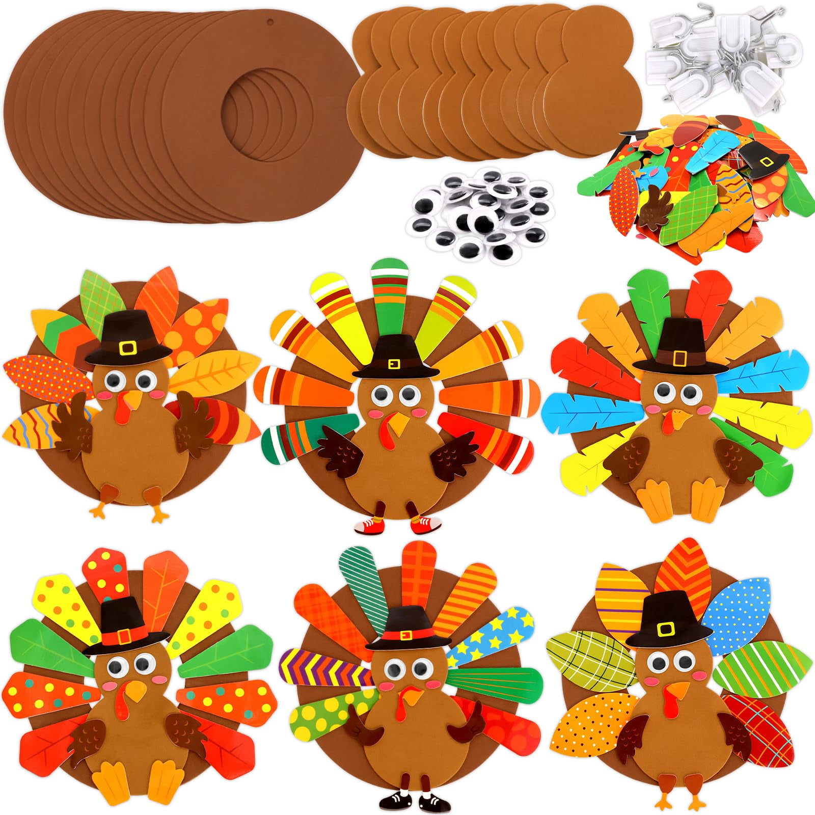 Fancy Land Thanksgiving Crafts DIY Turkey Wreath Craft Kit Thanksgiving ...