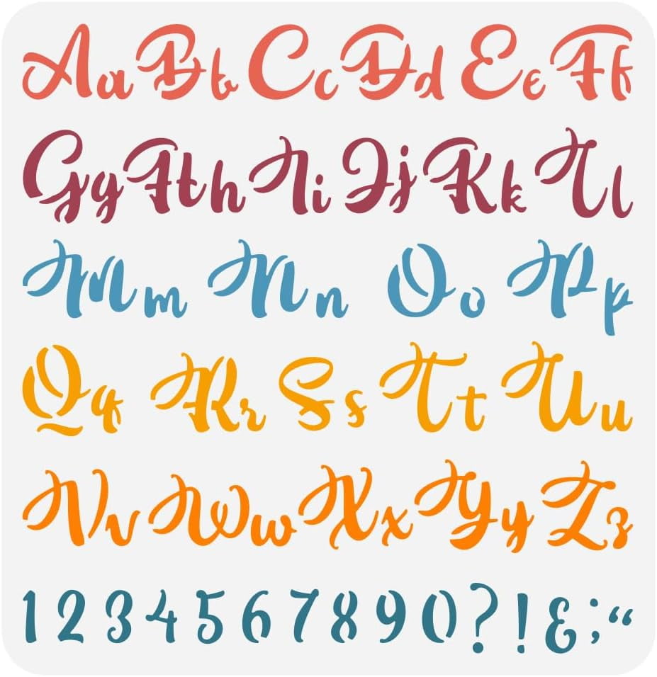 Fancy Letters Stencil for Painting 11.8x11.8 inch Plastic PET Alphabet ...